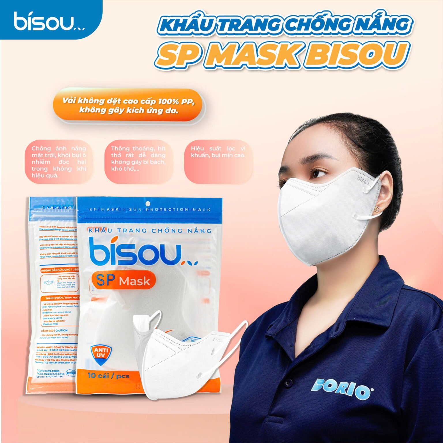 Khẩu Trang Chống Nắng SP MASK Màu Trắng